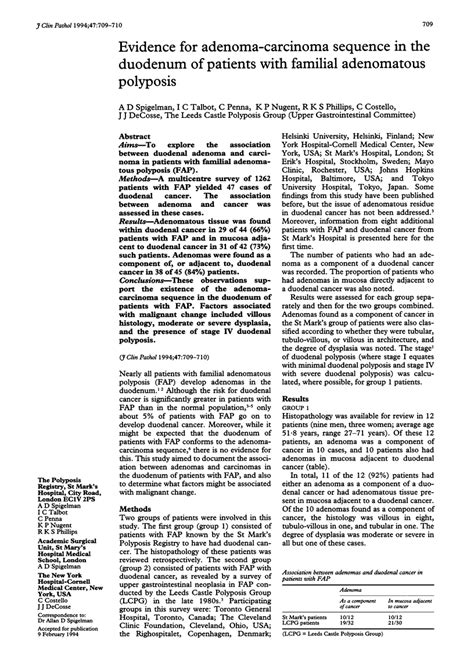 Evidence For Adenoma Carcinoma Sequence In The Duodenum Of Patients