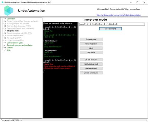 Interpreter Mode Universal Robots Sdk Documentation