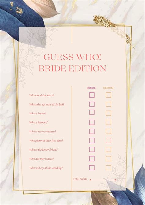 Guess Who Bride Groom Game Bridal Shower Game Bride Or Groom Printable