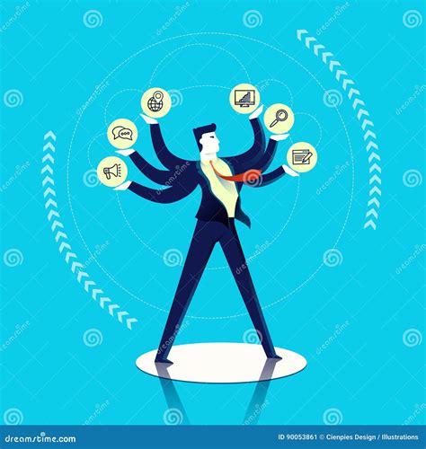 Business Man Multitask Concept Illustration Stock Vector Illustration Of Metaphor Multitask