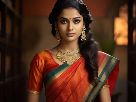 Premium Ai Image Modern Girl Embracing South Indian Roots In Fusion