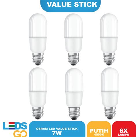 Jual Special Isi 6 Osram Lampu Bohlam Led Value Stick 7 Watt Putih