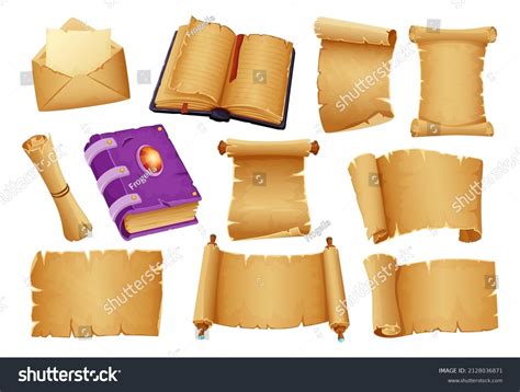 만화의 고대 책과 파치먼트 두루마리 오래된 스톡 벡터로열티 프리 2128036871 Shutterstock