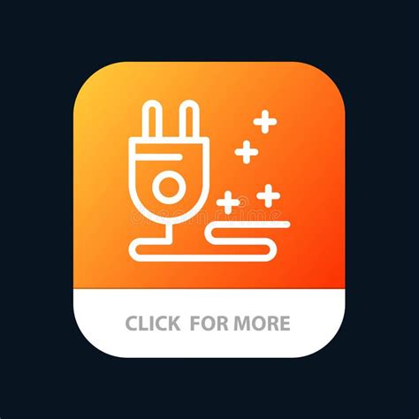 Plug Cable Marketing Mobile App Button Android And Ios Line Version Stock Vector