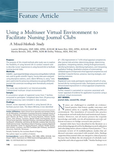 14 Using Multiuser Virtual Env Pdf Second Life Nursing