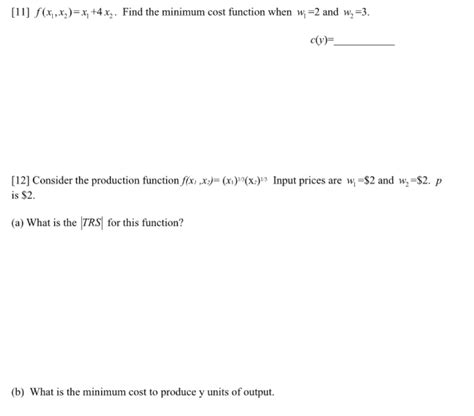 Solved 11 Fx1x2x14x2 ﻿find The Minimum Cost Function