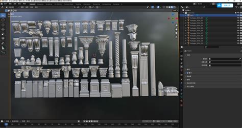 3d模型 百款高质量欧式建筑罗马石柱建筑三维模型 设计宝藏