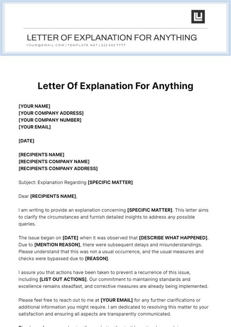 Free Letter Of Explanation For Anything Template To Edit Online