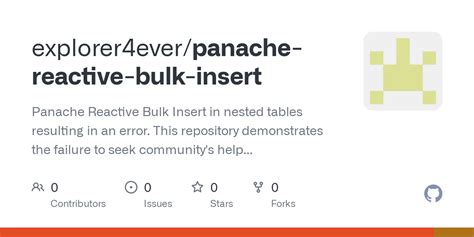 Github Explorer4everpanache Reactive Bulk Insert Panache Reactive
