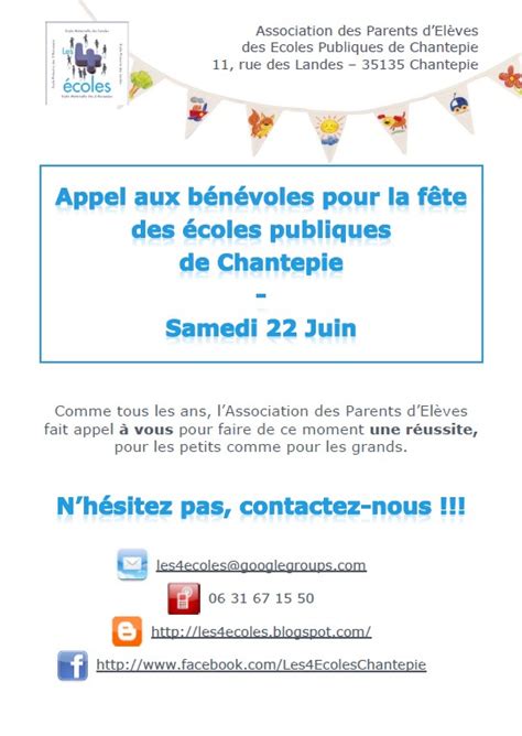 Les écoles APE des écoles publiques de Chantepie juin