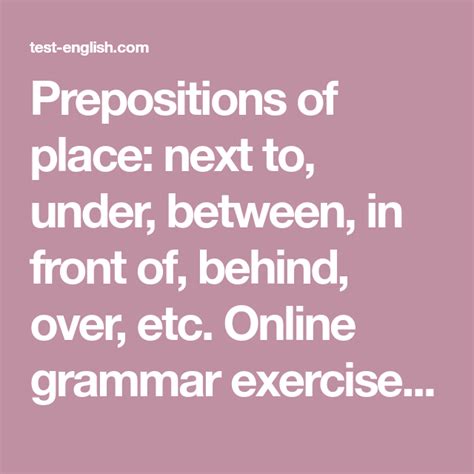 Prepositions Of Place Next To Under Between In Front Of Behind