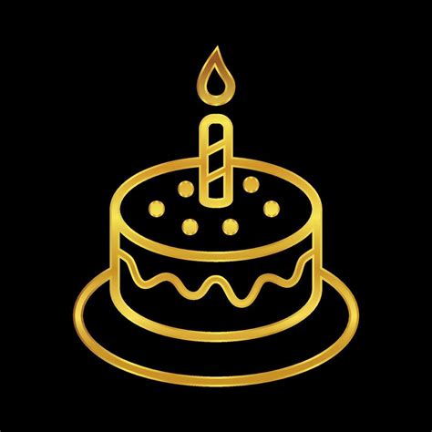 Birthday Cake Icon In Gold Colored 21192497 Vector Art At Vecteezy