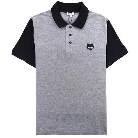 Kenzo Contrast Collar Chest Tiger Polo Grey Onu