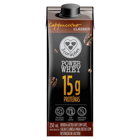 Cappuccino Pronto 3 Corações Power Whey Classico 250ml Drogaria Globo