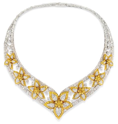 Van Cleef And Arpels Coloured Diamond And Diamond Necklace