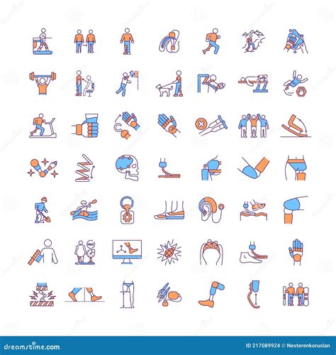 Kunstledematen Rgb Kleurenpictogrammen Instellen Vector Illustratie