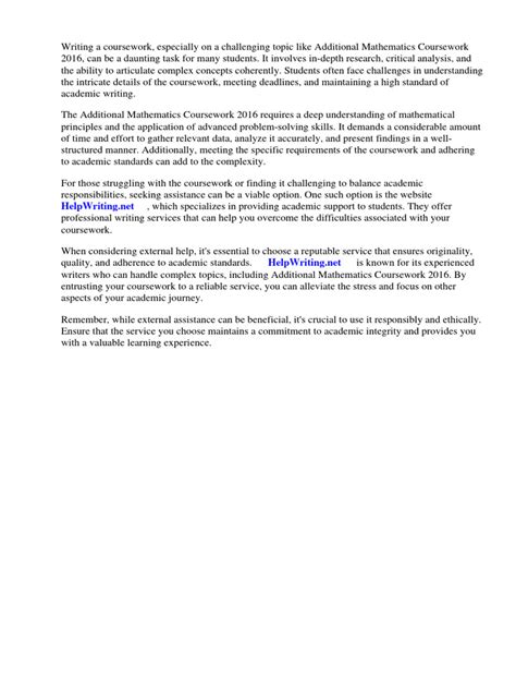Add Math Coursework 2016 Pdf Mathematics Methodology