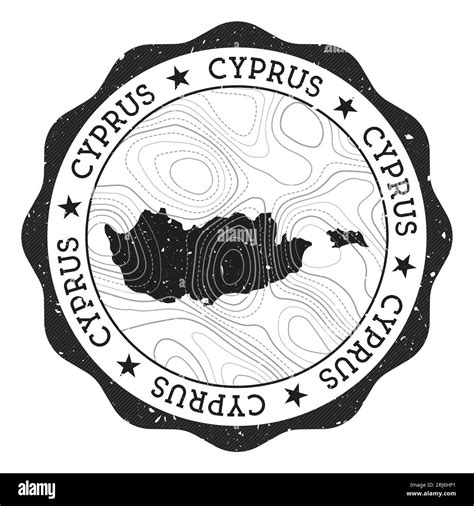 Cyprus Outdoor Stamp Round Sticker With Map Of Country With