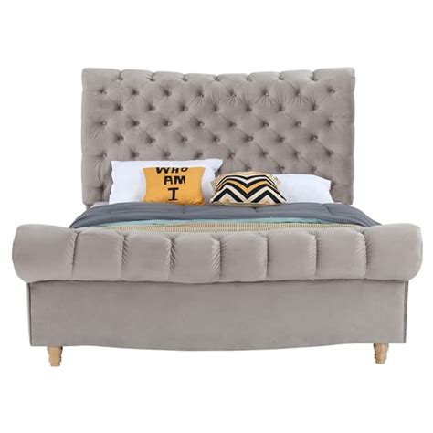Sloane Velvet Upholstered Super King Size Bed In Subtle Mink FiF