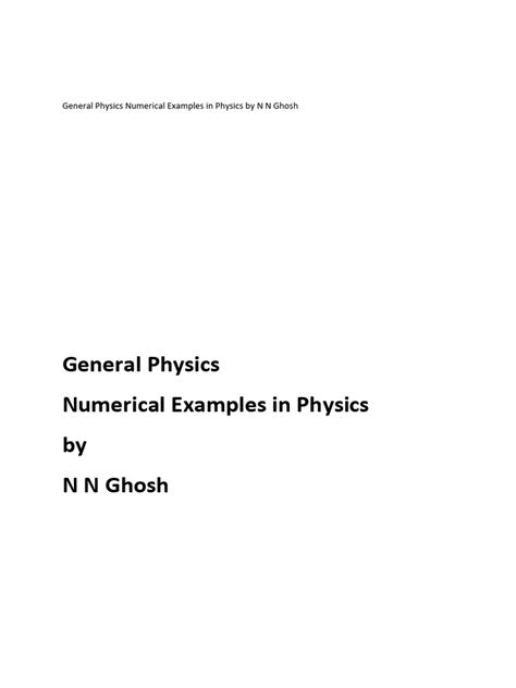 Numerical Examples In Physics Part 1 General Physics Compress Pdf
