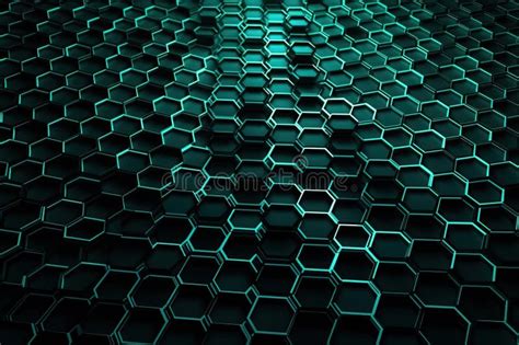 Network Connection Concept Green Honeycomb Shiny Background Futuristic Abstract 3d Geometric
