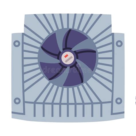 Fan Cooled Heat Sink As Personal Computer Accessory And Component For Repair Vector Illustration
