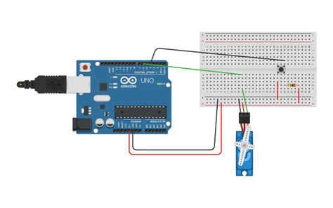 Circuit Design Servo Motor Controlado Por Um Botão Tinkercad