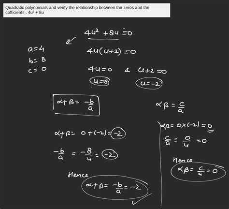 Quadratic Polynomials And Verify The Relationship Between The Zeros And T