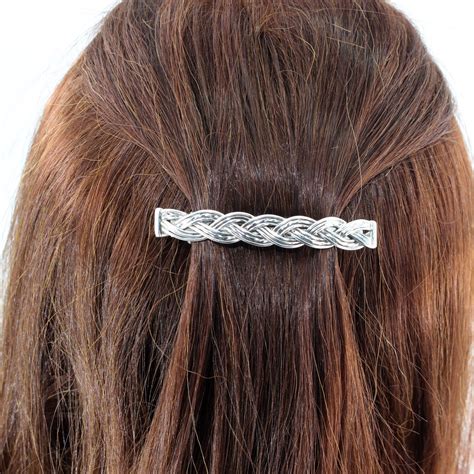 Medium Gewebte Sterling Silber Haarspange Keltische Haarspange Silber