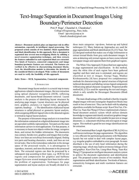 Text Image Separation In Document Images Using Boundary Perimeter Detection Pdf