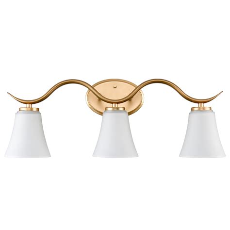 Modern Gold Bathroom Vanity Light Fixture 3 Light Milk Glass Claxy