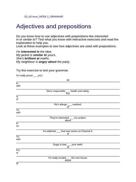 S3 A2 Level Week 2 Grammar Pdf Preposition And Postposition Adjective
