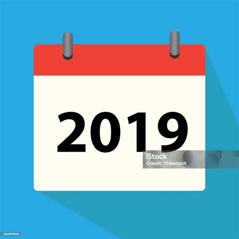 흰색 바탕에 일정 2019 아이콘입니다 웹 사이트 디자인 로고 Ui 애플 리 케이 션에 대 한 캘린더 2019 부호 플랫