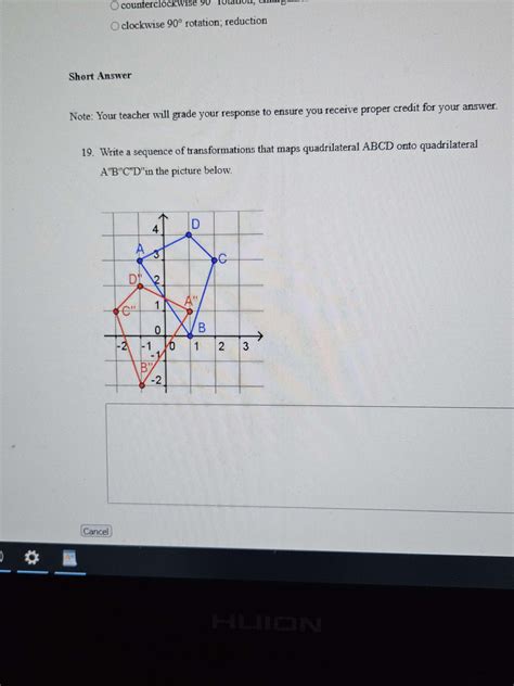 write a sequence of transformations that maps quadrilateral abcd onto