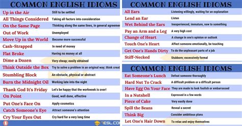 English Idioms And Meanings