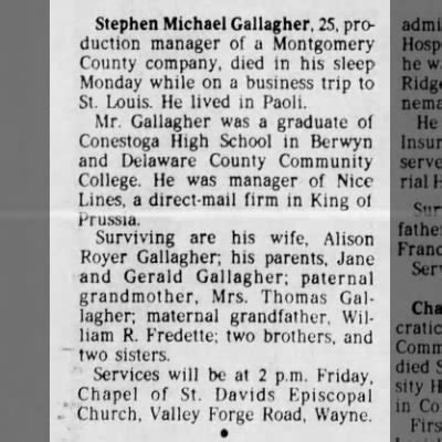 Obituary For Stephen Michael Gallagher ™