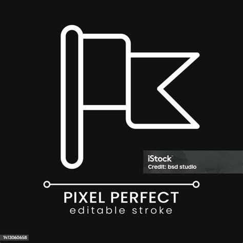 Flag Pixel Perfect White Linear Icon For Dark Theme向量圖形及更多三角旗圖片 Istock