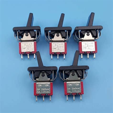 5pcs Sh T80 R 3pin On On Maintained 2 Position Mini Paddle Toggle