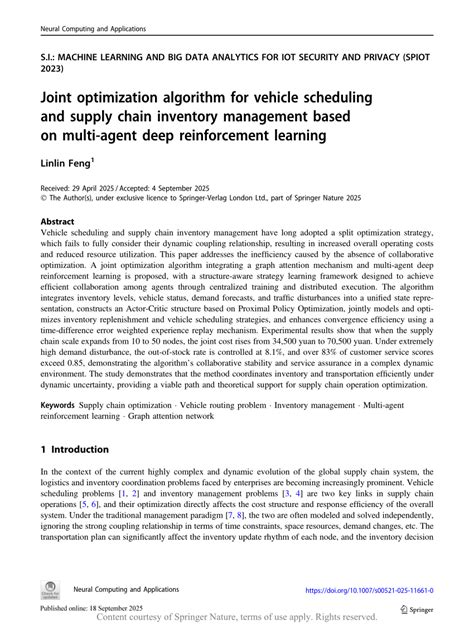 Joint Optimization Algorithm For Vehicle Scheduling And Supply Chain Inventory Management Based