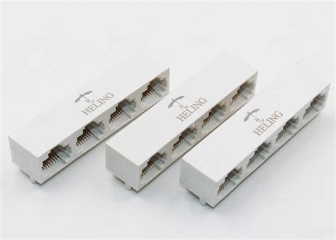 White Housing Rj45 Multiple Port Connectors Harmonica Ganged Unshielded