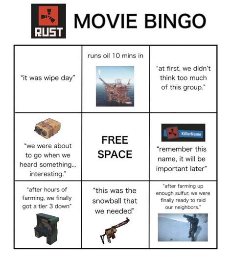 Rust Movie Bingo Oc Scrolller