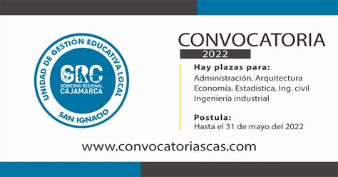 CONVOCATORIA UGEL SAN IGNACIO CAS Plazas Administración Arquitectura Economía