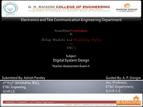 Modeling Style And Delay Model Of Vhdl By Ap Pptx