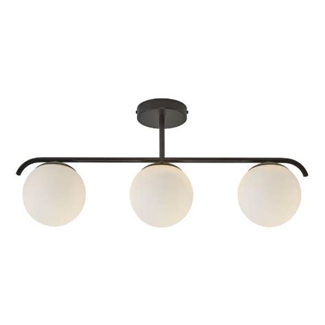 Szklana Lampa Sufitowa Grant Czarna 3 Klosze Ardant Pl