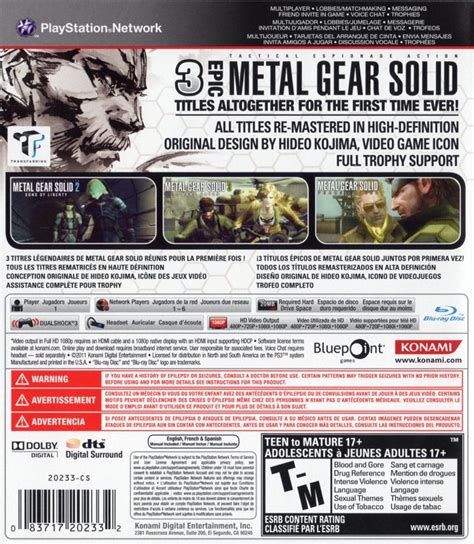 Metal Gear Solid Hd Collection 2011 Playstation 3 Box Cover Art