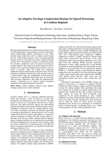 pdf an adaptive envelope compression strategy for speech processing