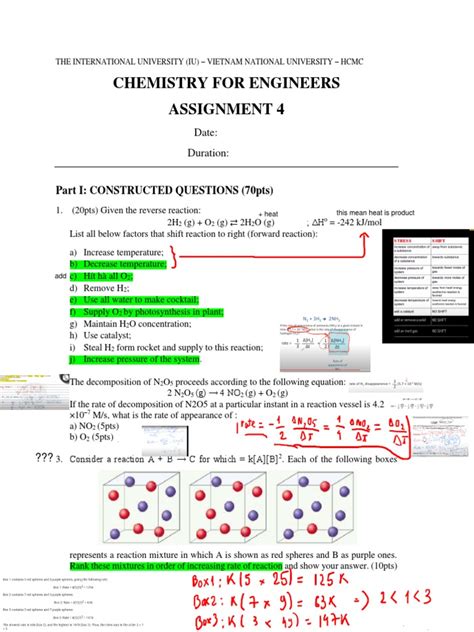 Assignment 4 Pdf Reaction Rate Chemical Equilibrium