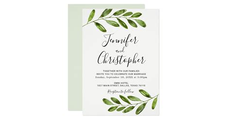 Rustic Watercolor Greenery Wedding Invitations