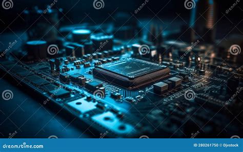 Abstract Complexity Of Computer Equipment Circuit Board Cpu Resistor Generated By Ai Stock