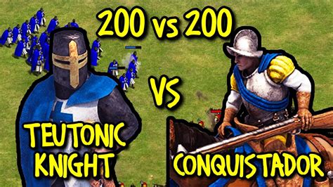 200 ELITE TEUTONIC KNIGHTS Vs 200 ELITE CONQUISTADORS AoE II